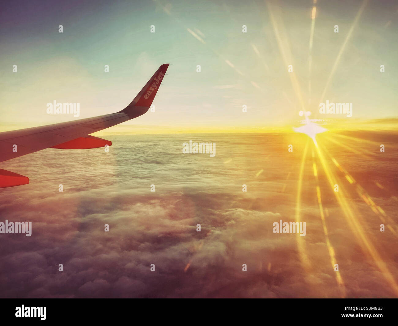 An atmospheric image of the view out of an easyJet aircraft window ...