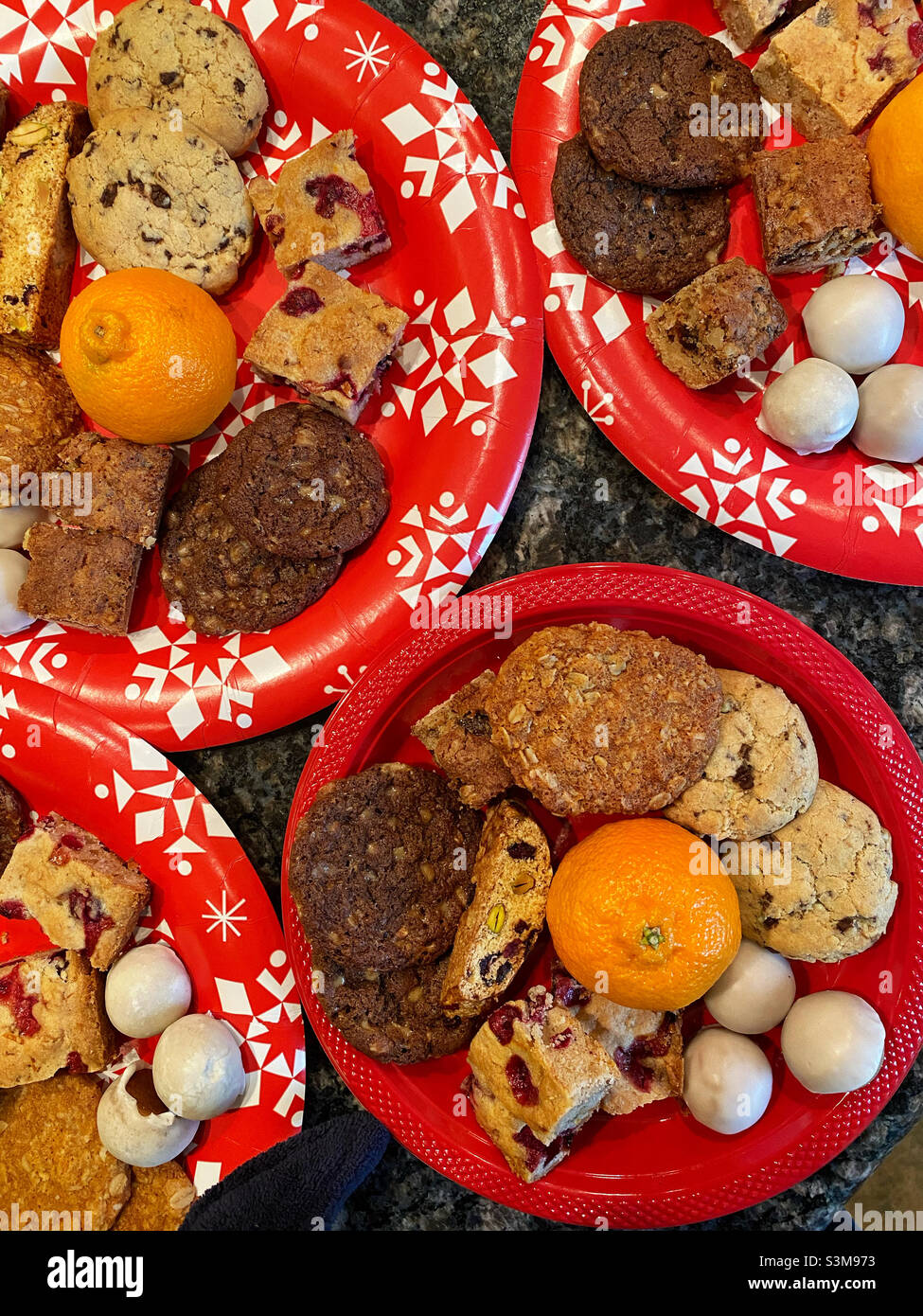 Plates of holiday cookies Stock Photo - Alamy