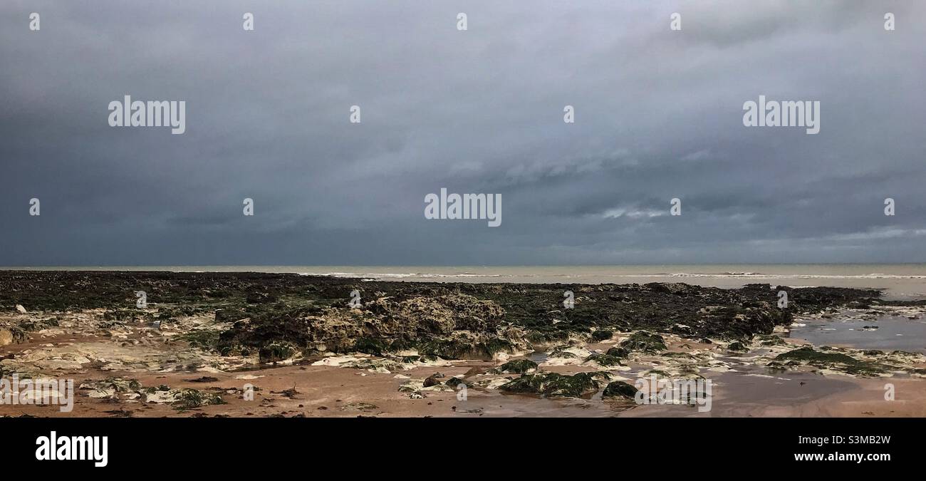 Kentish chalk reef under stormy sky’s Stock Photo - Alamy