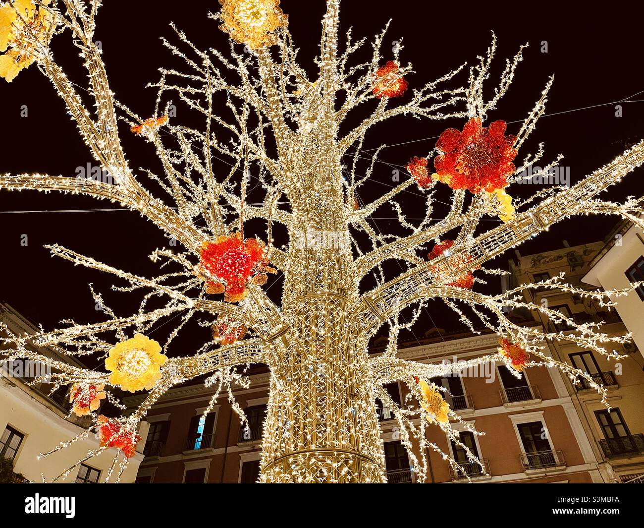 Salerno Christmas lights, Christmas tree, Flavio Gioia square Stock ...