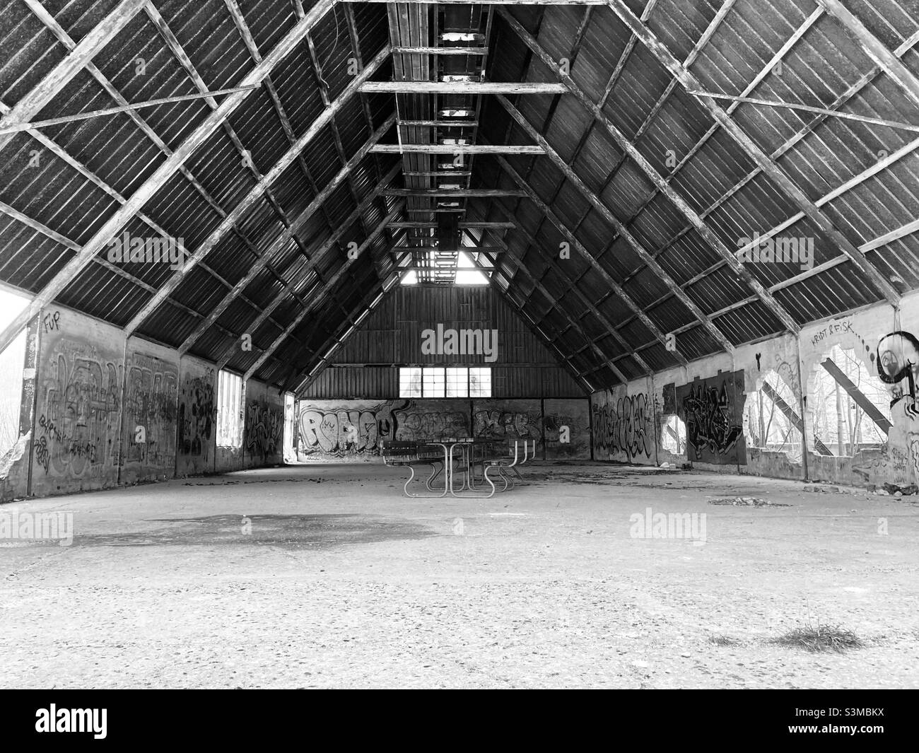 Old factory roof Black and White Stock Photos & Images - Alamy