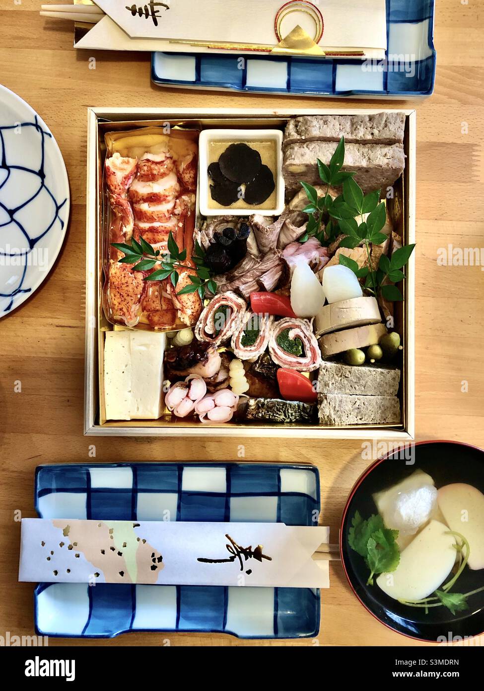 osechi ryori box, traditional Japanese new year’s food with lobster and ...
