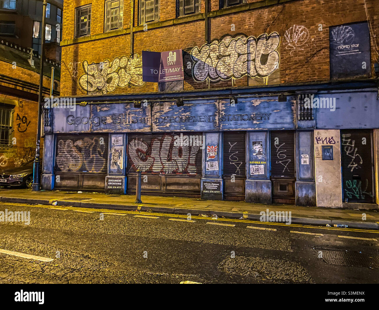 Urban Manchester after dark Stock Photo - Alamy