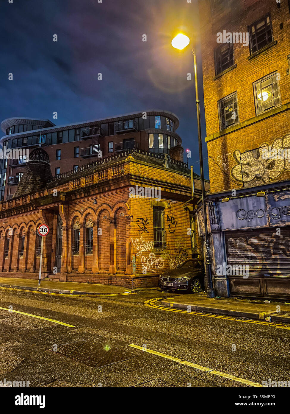 Urban Manchester after dark Stock Photo - Alamy