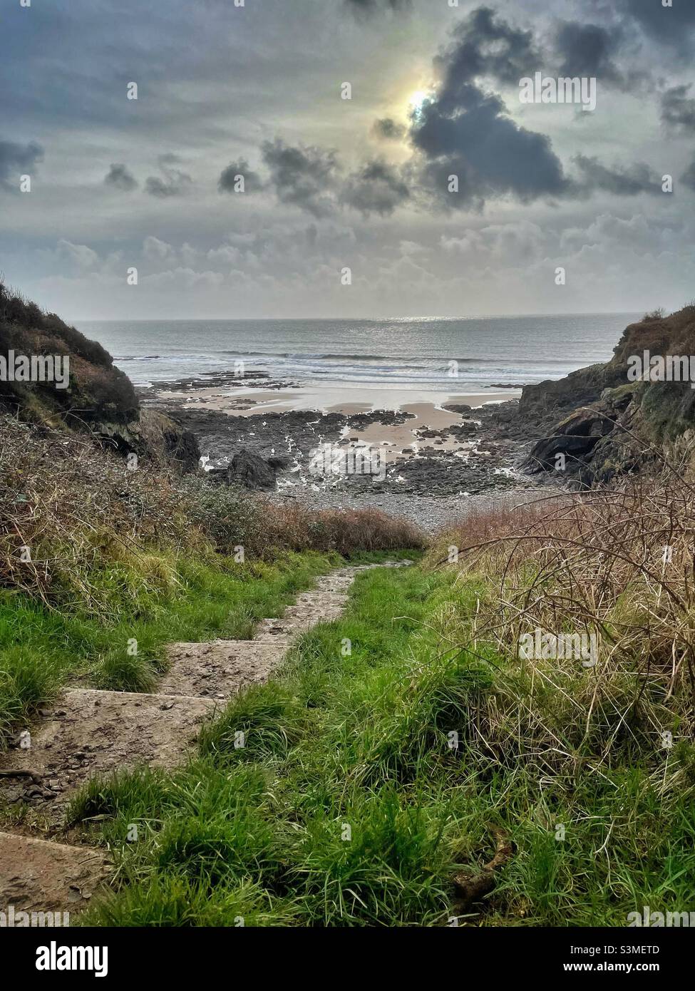 Brandy Cove, Gower coast, Swansea, South west Wales, January Stock ...