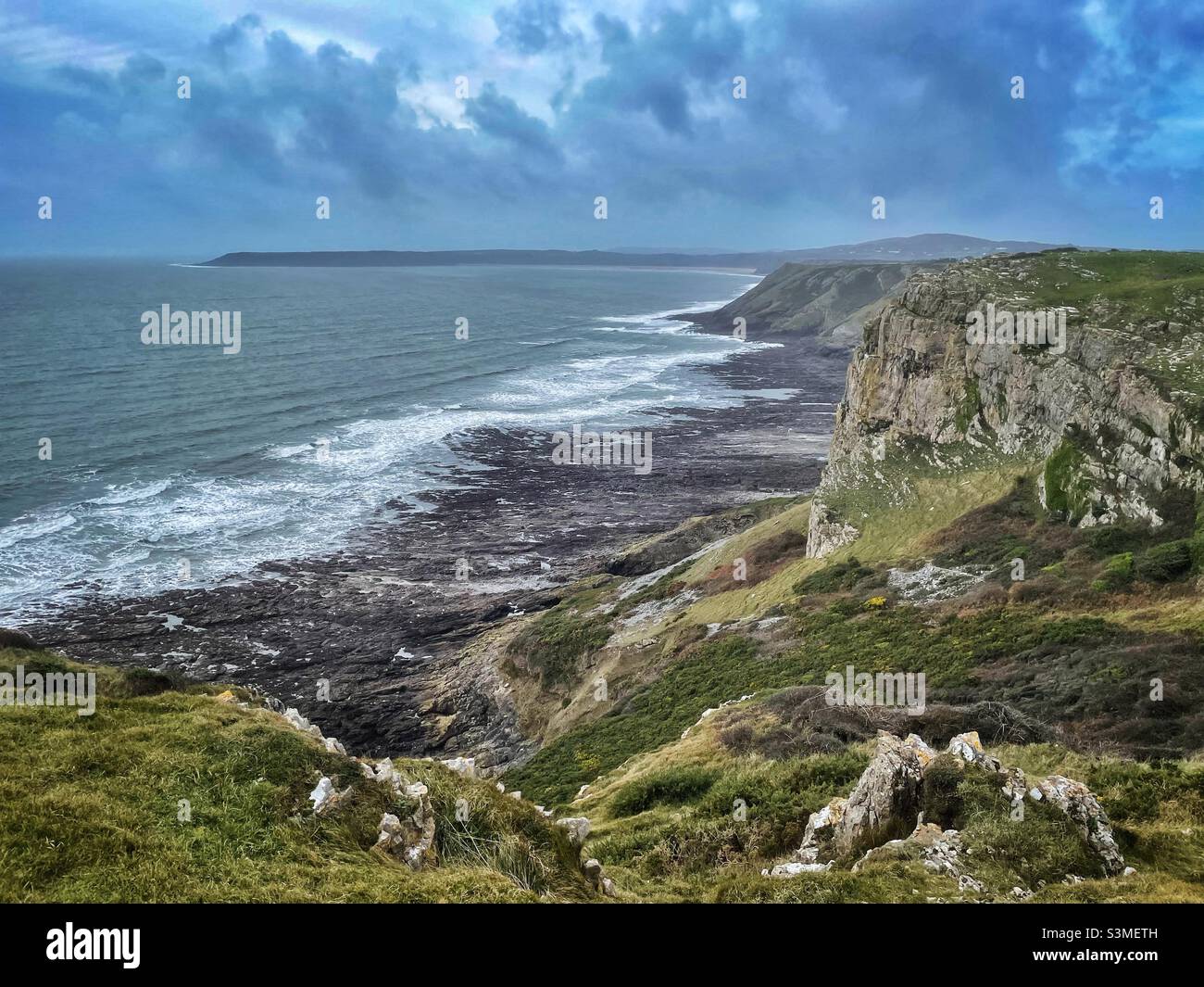 Gower coast looking from Rotherslade towards Three Cliffs Bay, Swansea ...