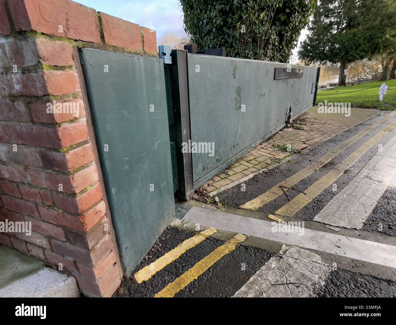 A Steel Gate Which Is Part Of The Flood Defence Barrier At Upton Upon
