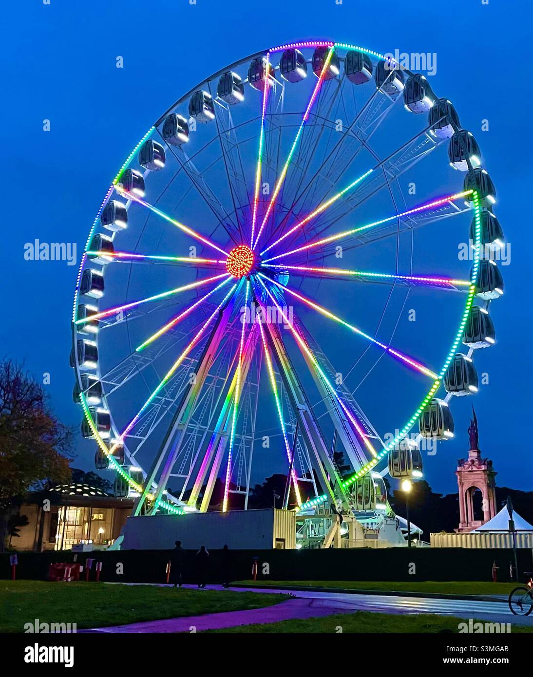 Lit up Ferris wheel golden gate park Stock Photo - Alamy