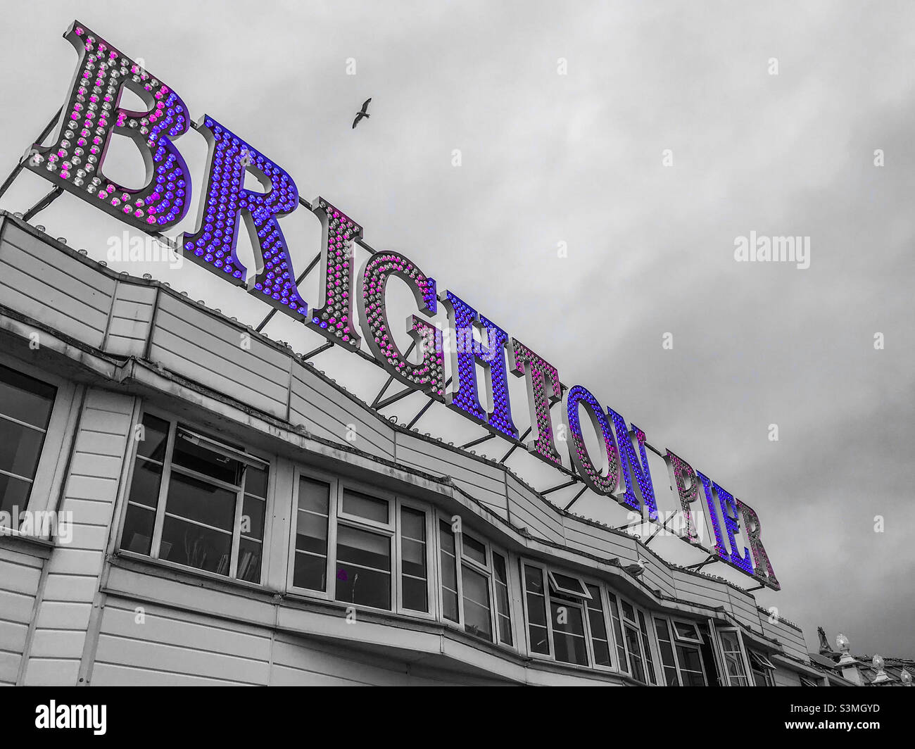 Brighton pier lights Stock Photo - Alamy