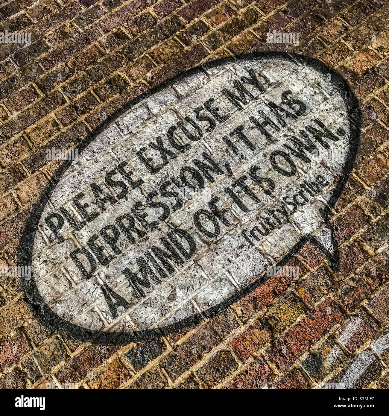 Depression quote on a wall Stock Photo - Alamy