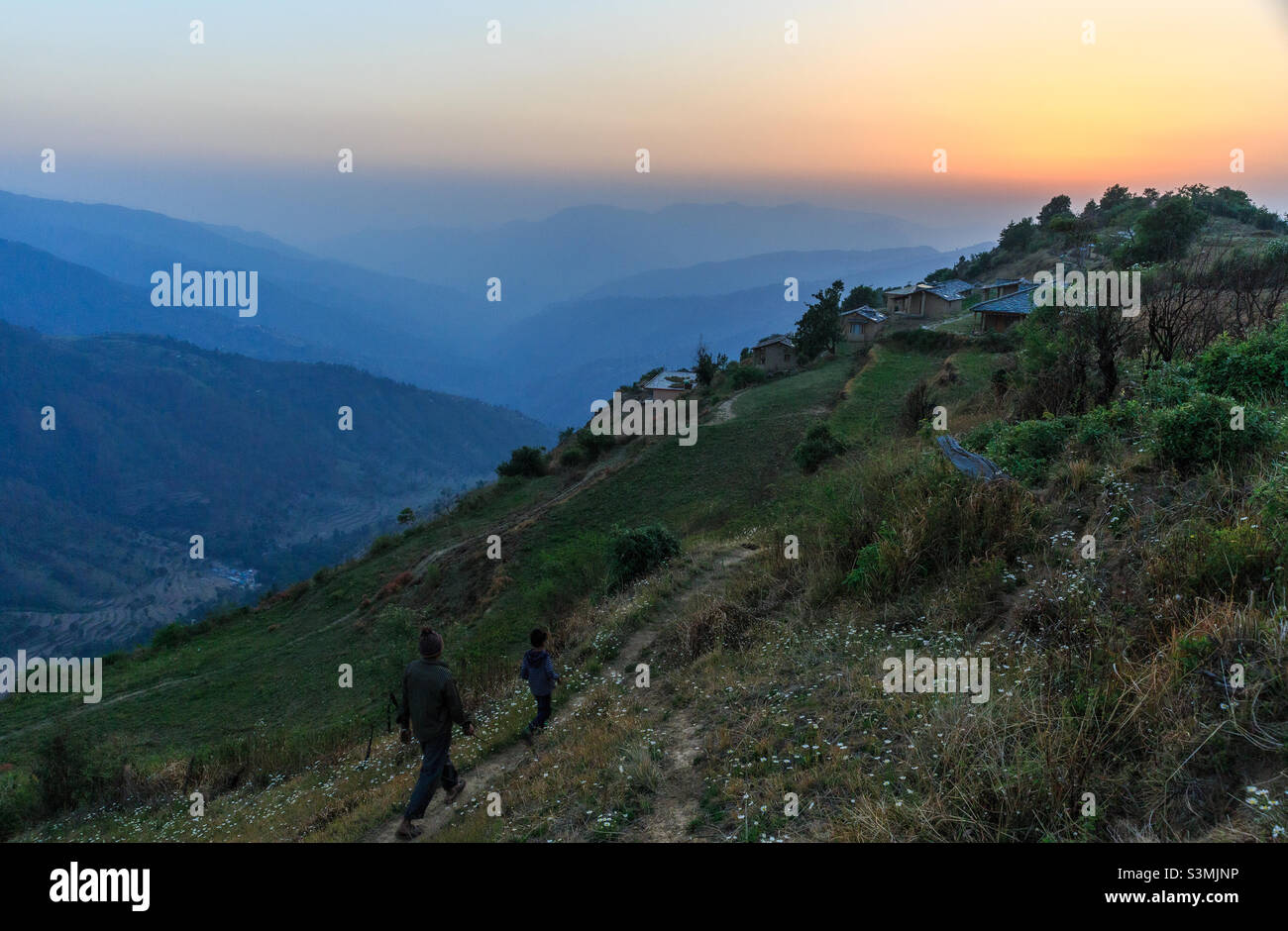 Beautiful Goat village in Himalayas in Uttarakhand state of India Stock ...