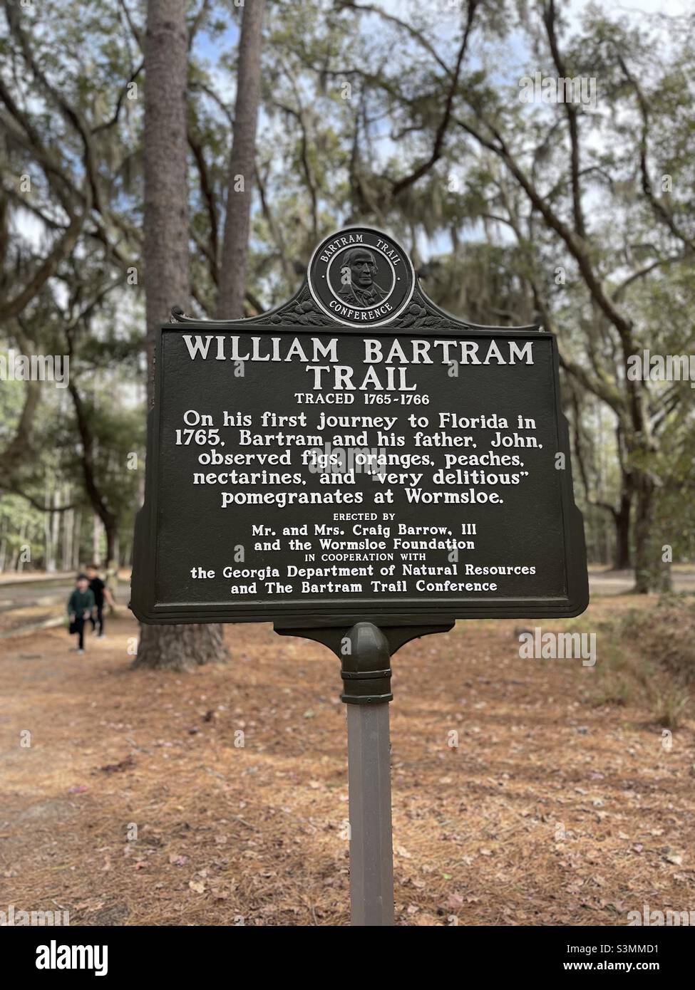 William Bartram trail sign captured in Wormsloe in Savannah, Georgia ...