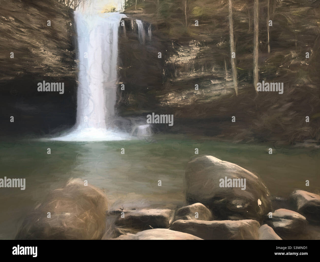 Digital art. Cherokee Falls at Cloudland Canyon State Park in North ...