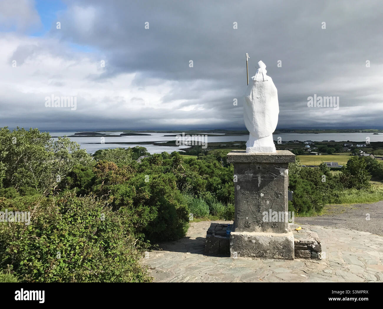 The statue of Saint Patrick was erected in 1928 on Croagh Patrick ...