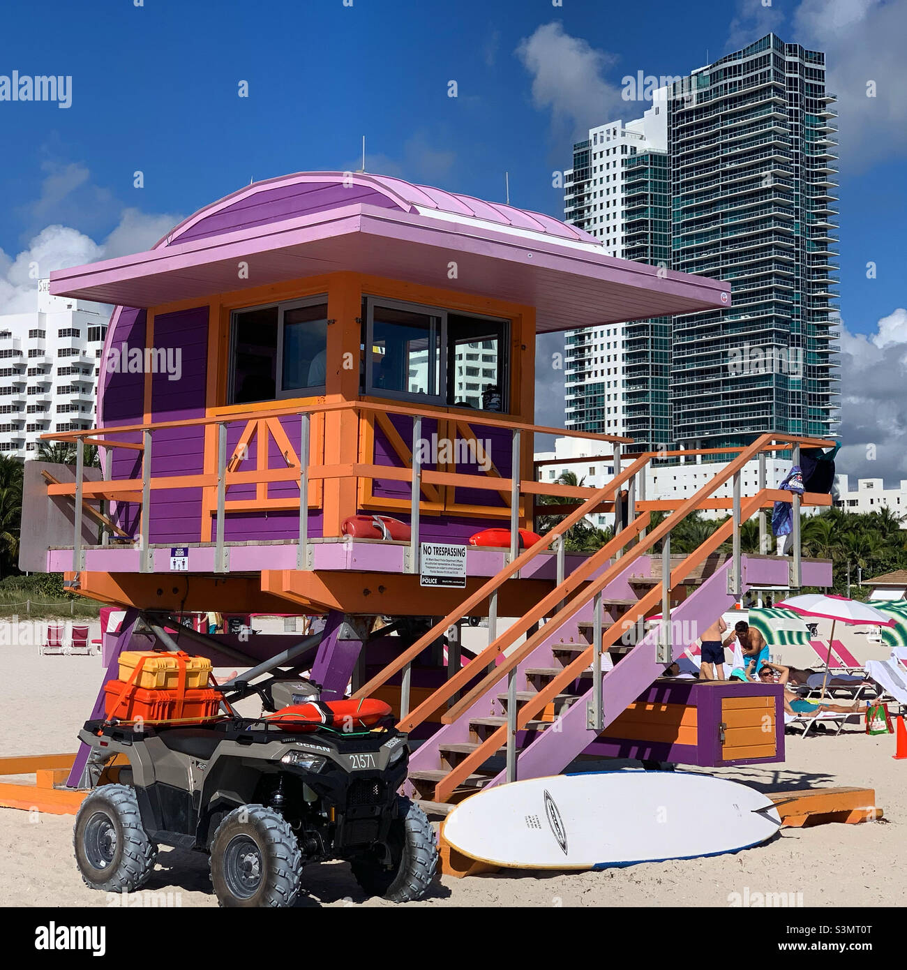December, 2021, colorful lifeguard station on the beach, South Beach ...