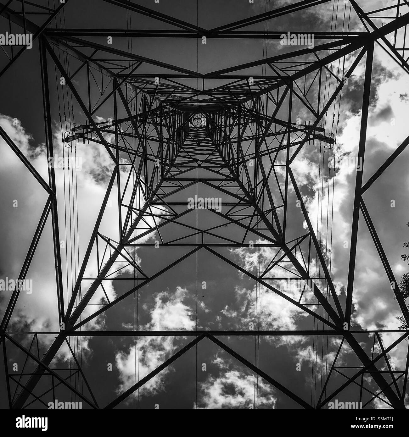 Telegraph pylon in monochrome Stock Photo - Alamy