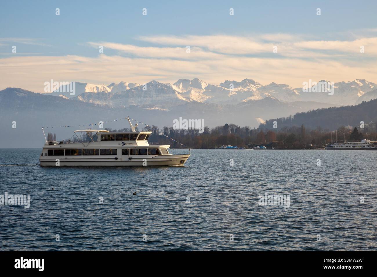 A boat in lake Lucerne, Switzerland Stock Photo - Alamy
