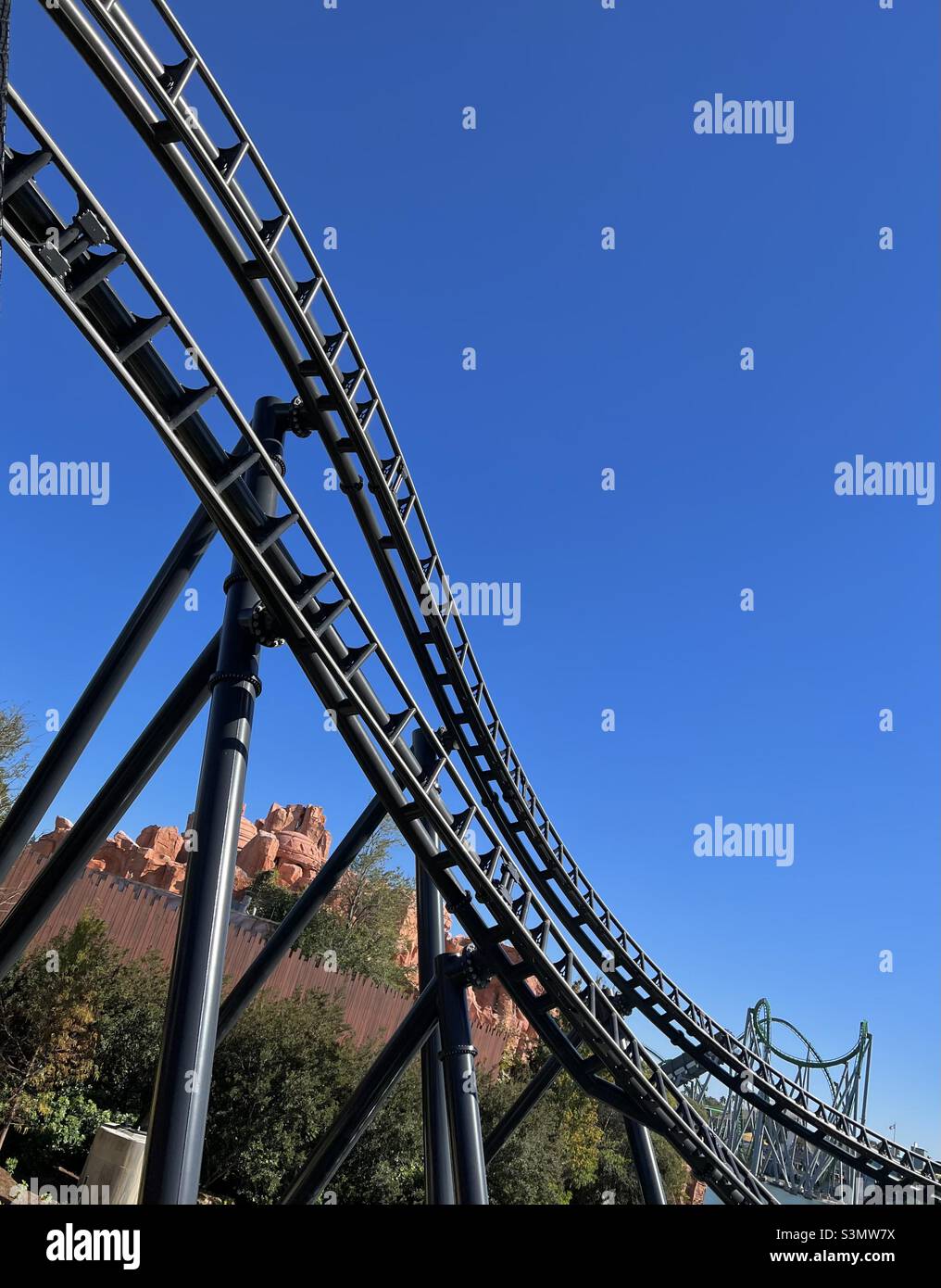 Roller coaster rail Stock Photo - Alamy