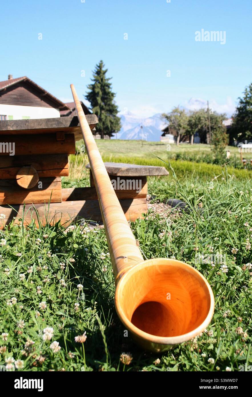 Alphorn in the Swiss Alps Stock Photo - Alamy