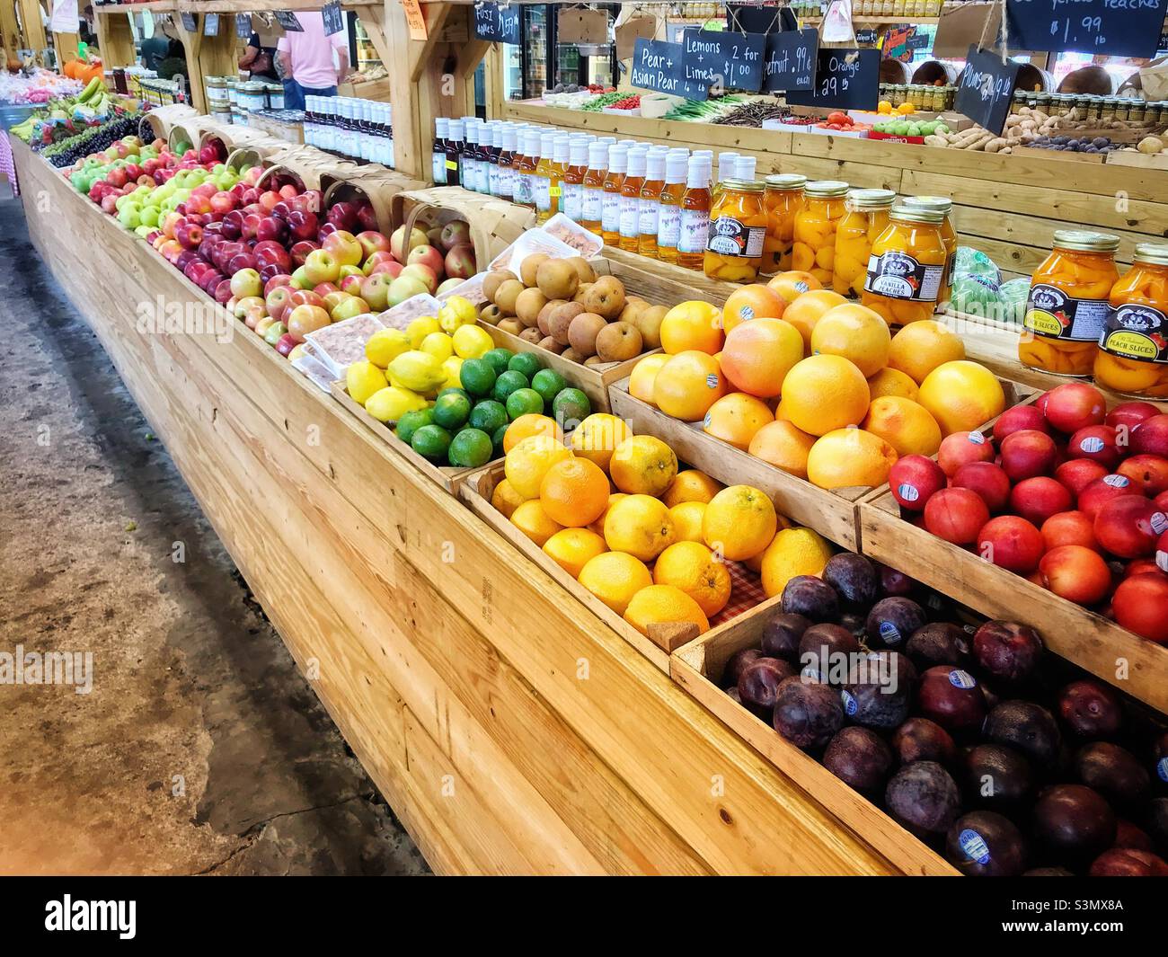Fruit section of farmer’s market Stock Photo - Alamy