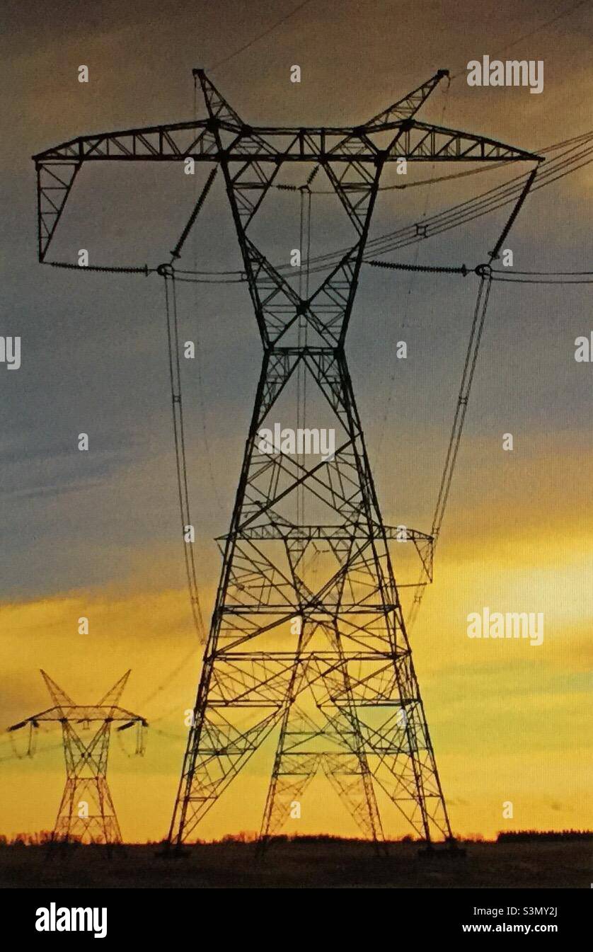 Electricity, transmission line, Alberta ,western Canada, towers, lines ...