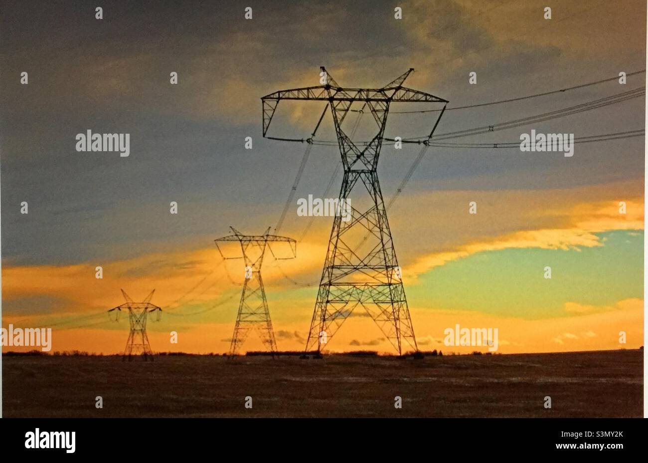 Electricity, transmission line, Alberta ,western Canada, towers, lines ...