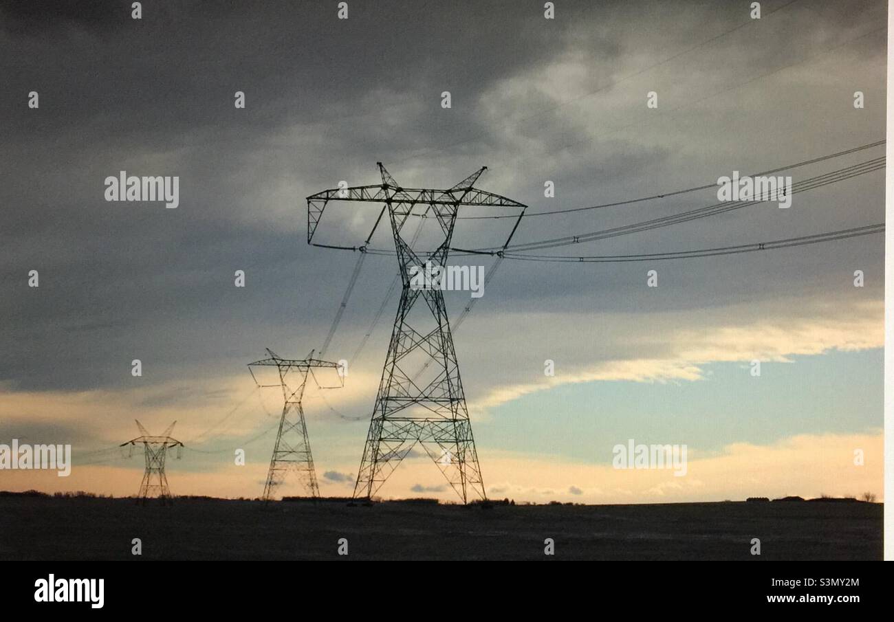 Electricity, transmission line, Alberta ,western Canada, towers, lines ...