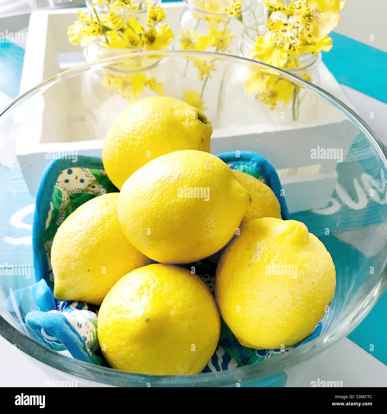 Bowl of lemons with sunlight coming in from a window Stock Photo - Alamy