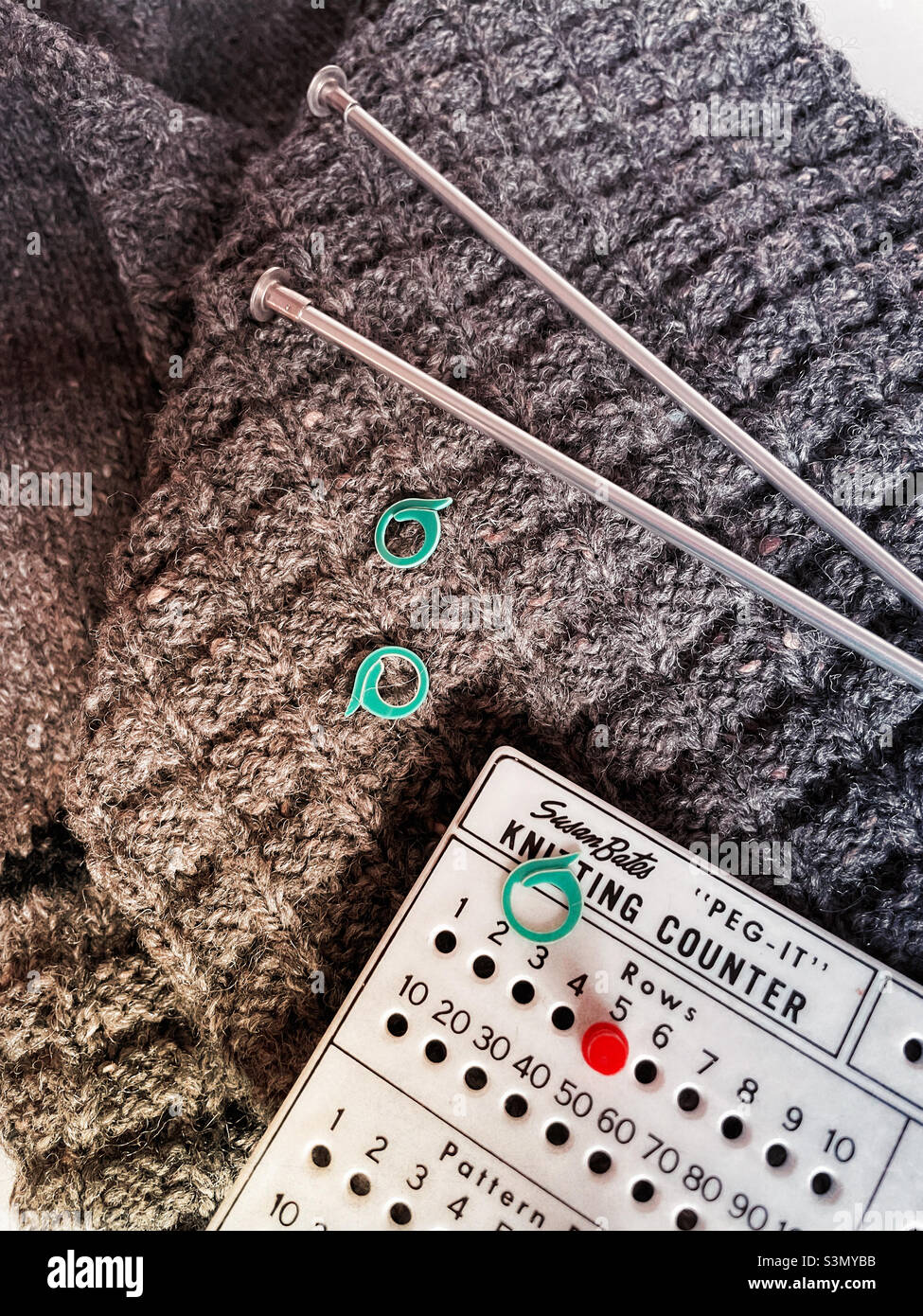 Do it yourself of hand knitted sweater, knitting needles and stitch ...