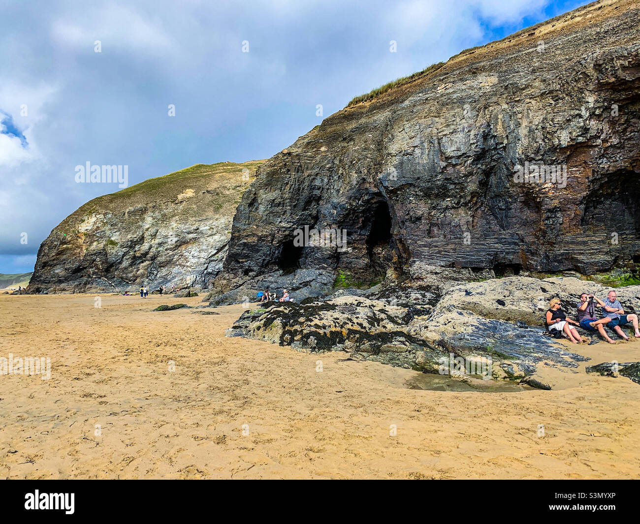 Perranporth coast line in Cornwall Stock Photo - Alamy