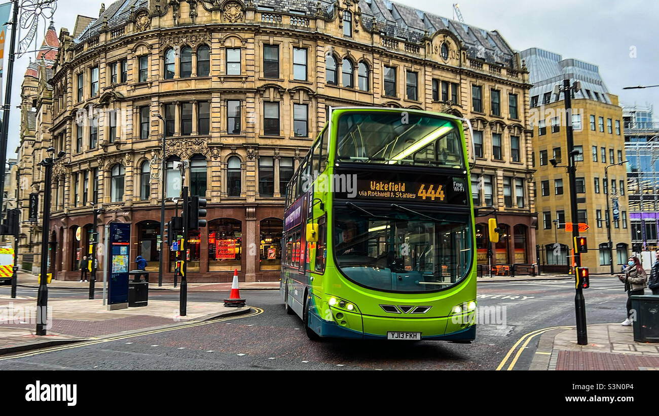 Number 444 bus on Infirmary Street in Leeds city centre Stock Photo - Alamy
