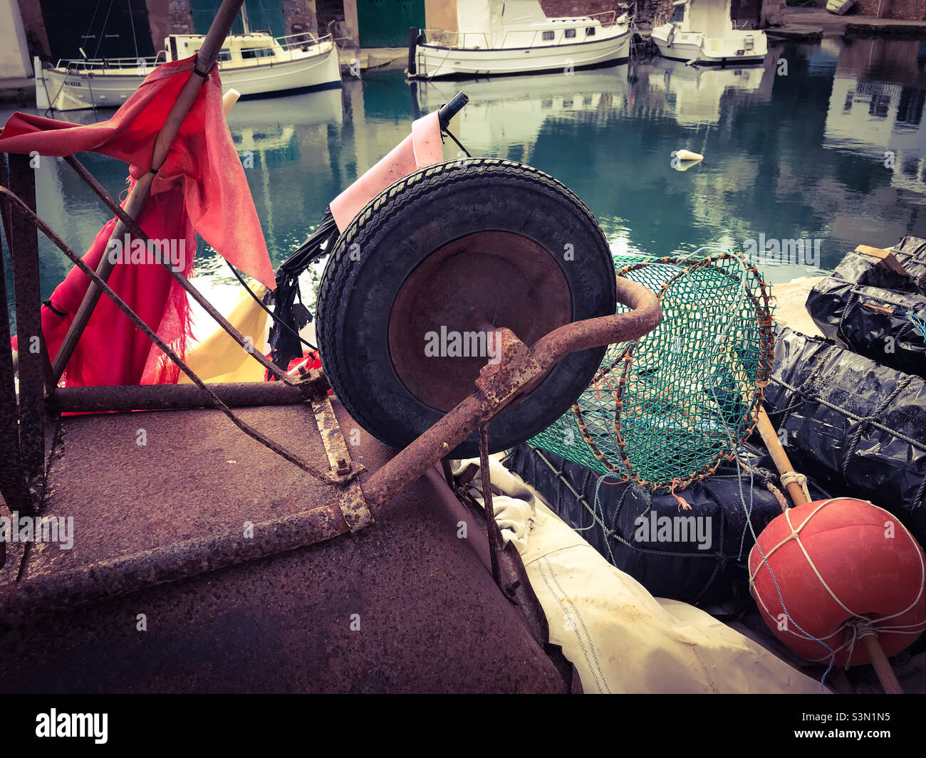 Fishing paraphernalia, Cala Figuera, Mallorca Stock Photo - Alamy