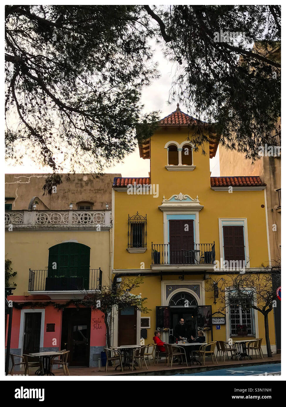 Pretty buildings, Porto Cristo, Mallorca Stock Photo - Alamy