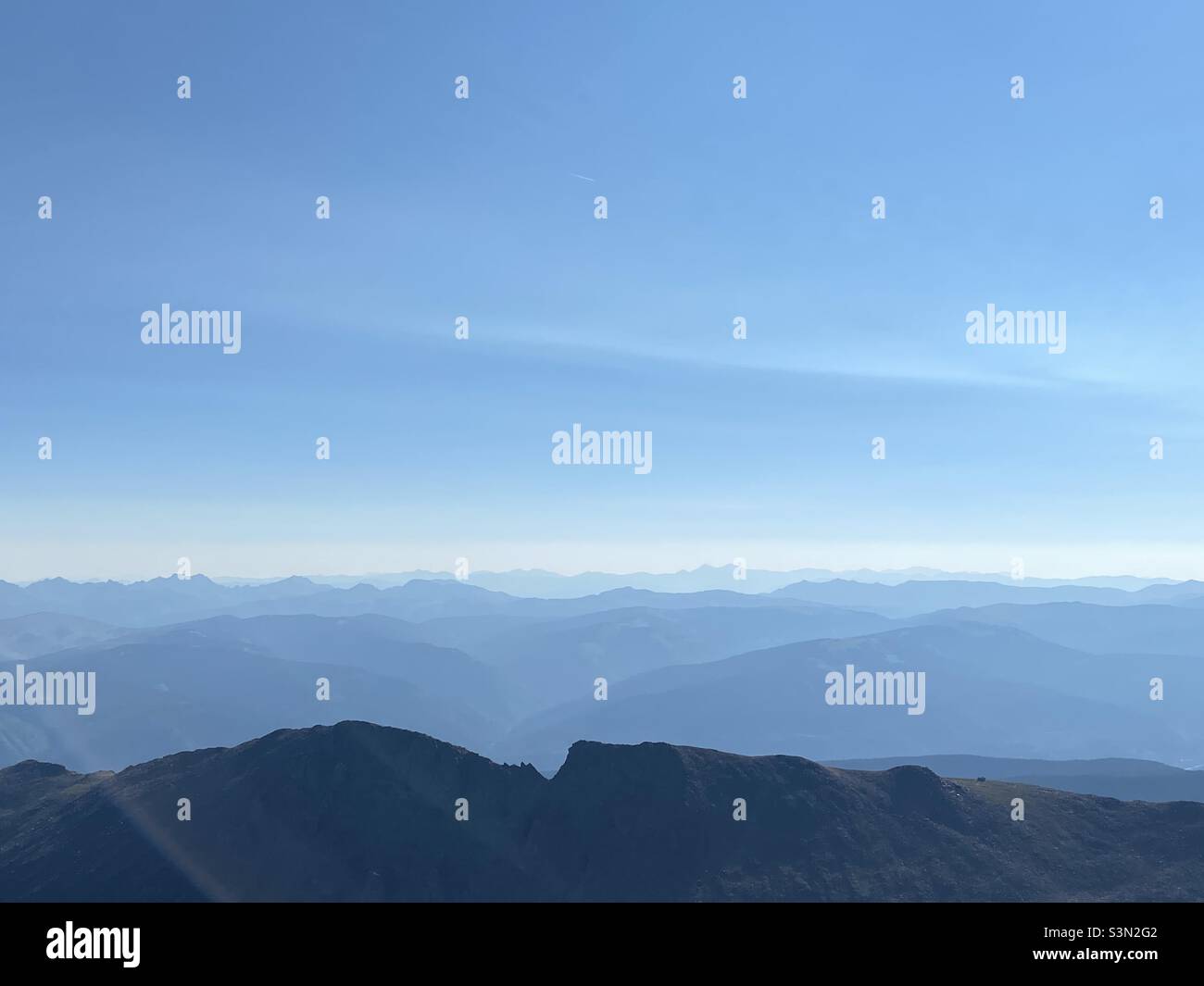 Layered Mountain View with Notch Mountain in the foreground in summer ...