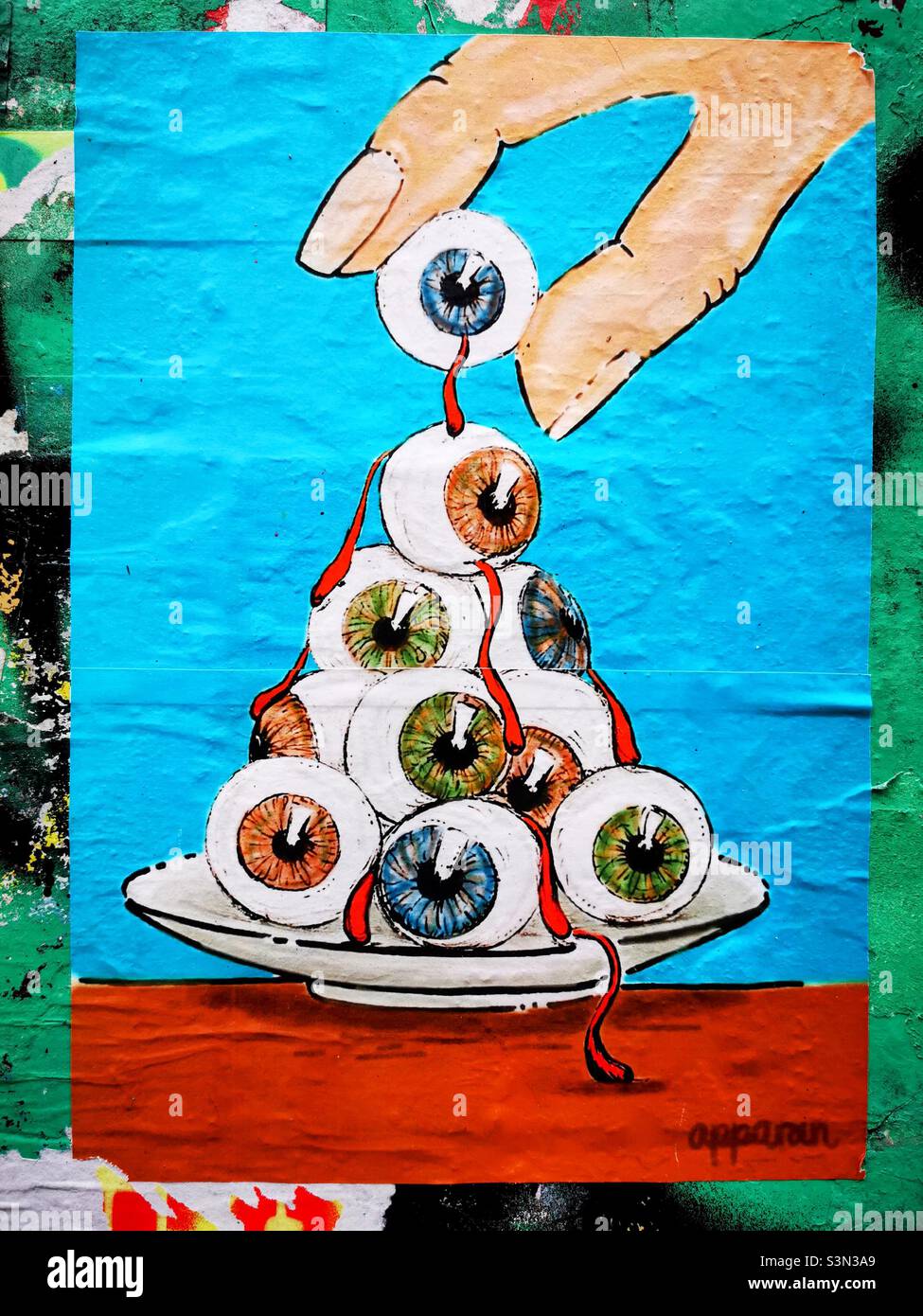 apparan street art plate of eyes Stock Photo - Alamy