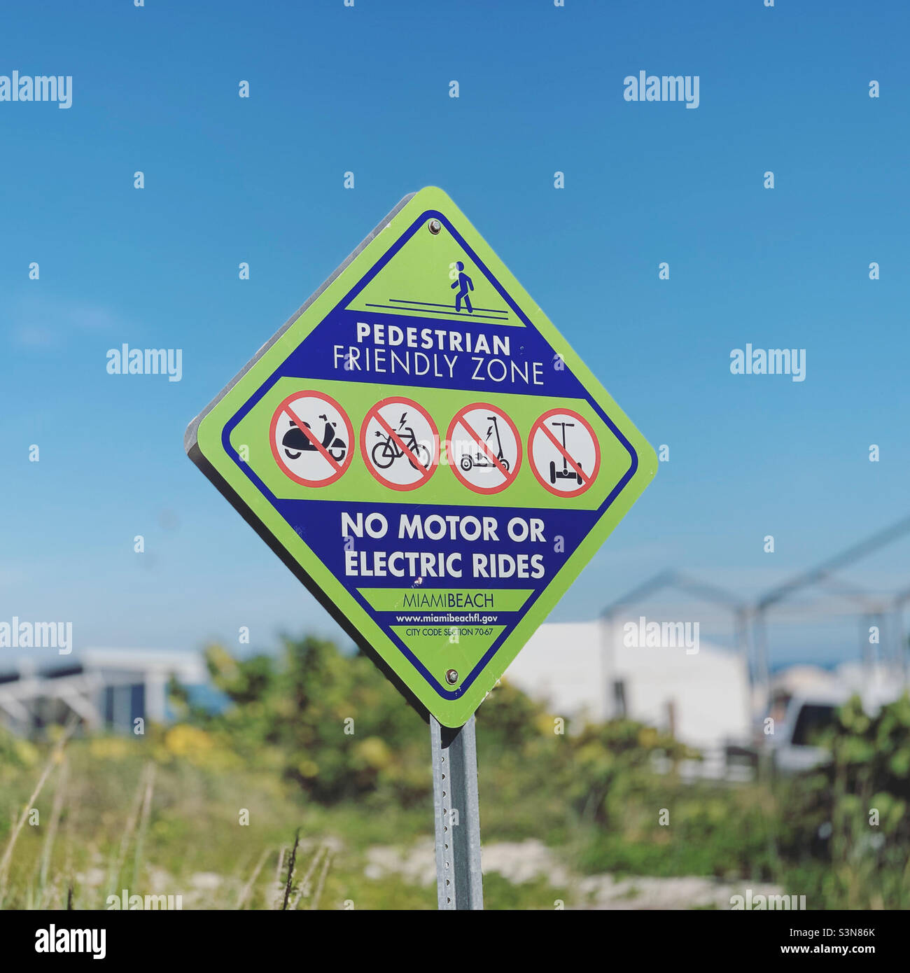 December, 2021, “Pedestrian Friendly Zone” sign, Boardwalk, Mid-Beach ...