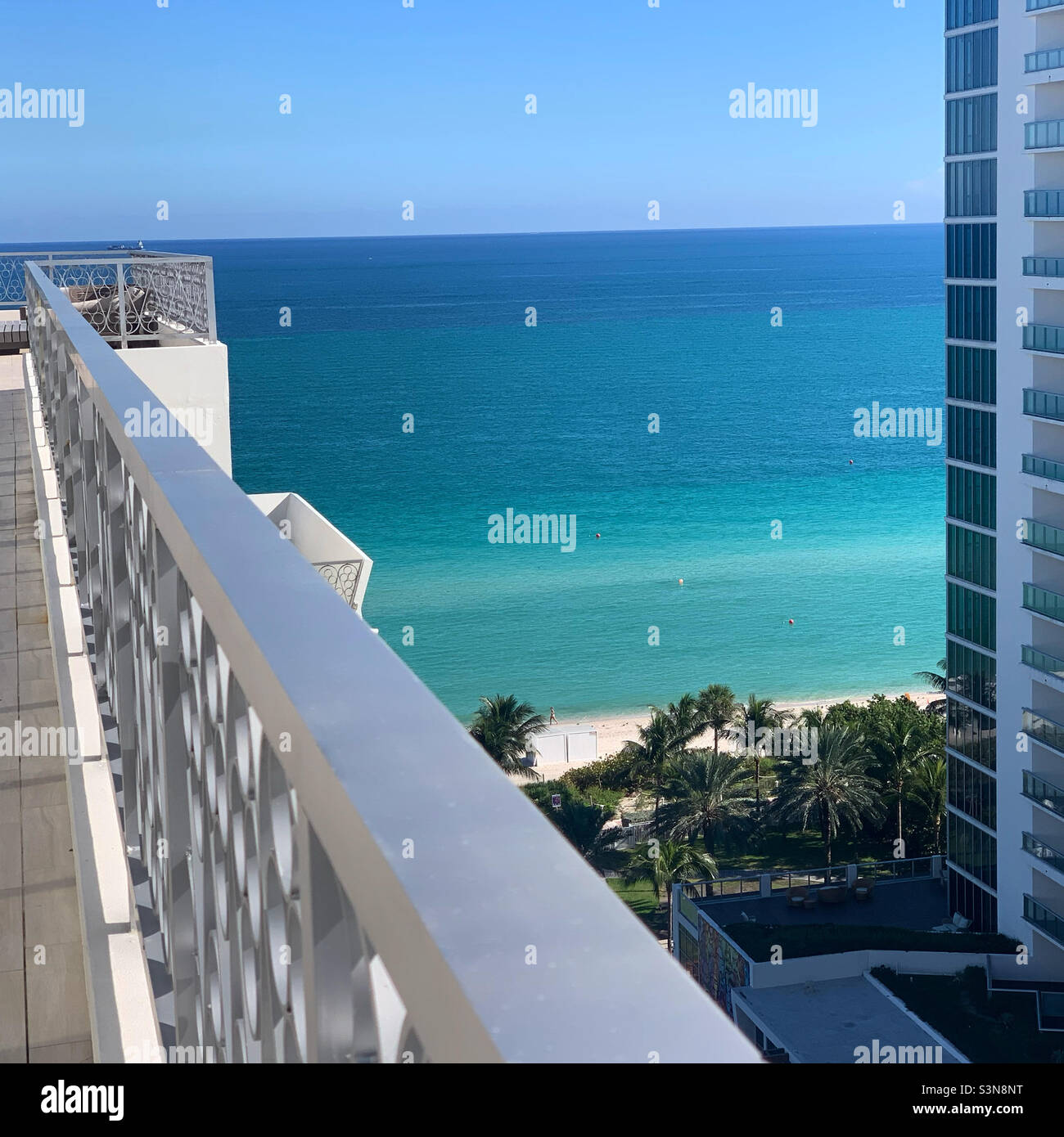 December, 2021, view of the ocean from a skyscraper, Mid-beach, Miami ...