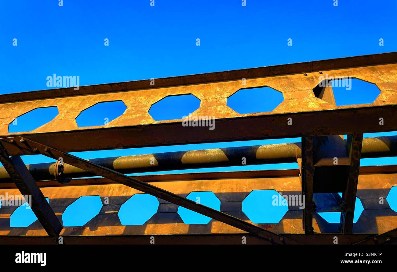 ‘Steel Standing’ a thick steel bridge shows heavy rusting but is as ...