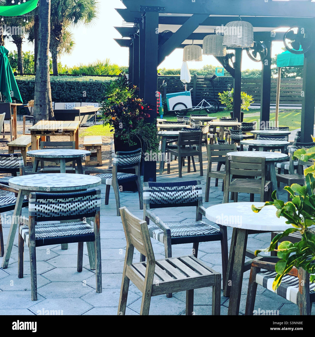 January, 2022, Outdoor dining area, Kimpton Surfcomber Hotel, South ...