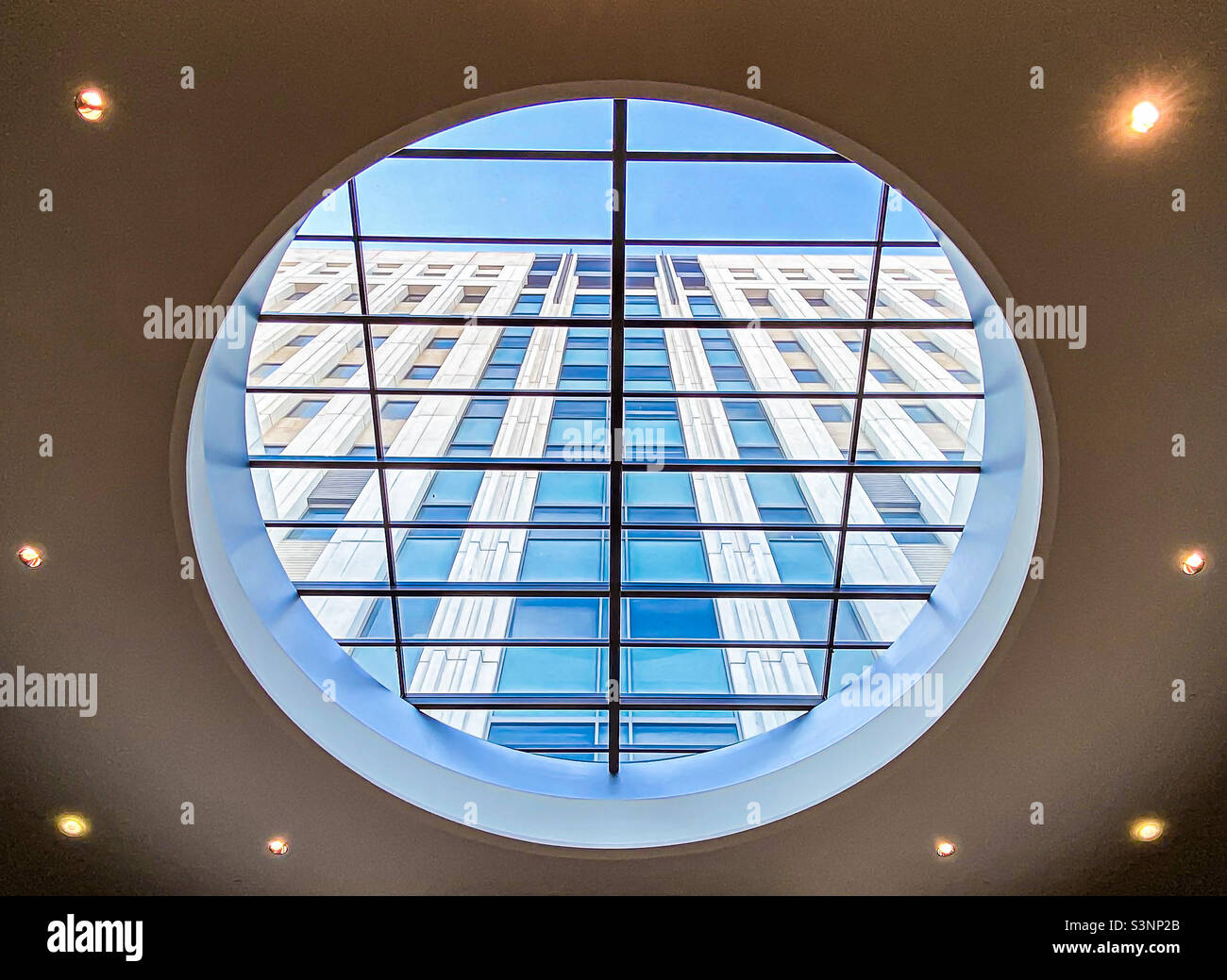 View through the skylight in the atrium of the Metropolitan Water ...