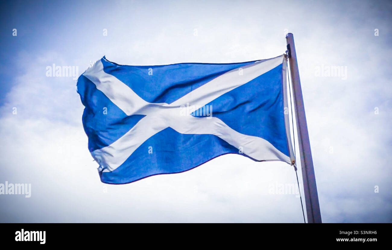 The Saltire - Scottish National Flag Stock Photo - Alamy