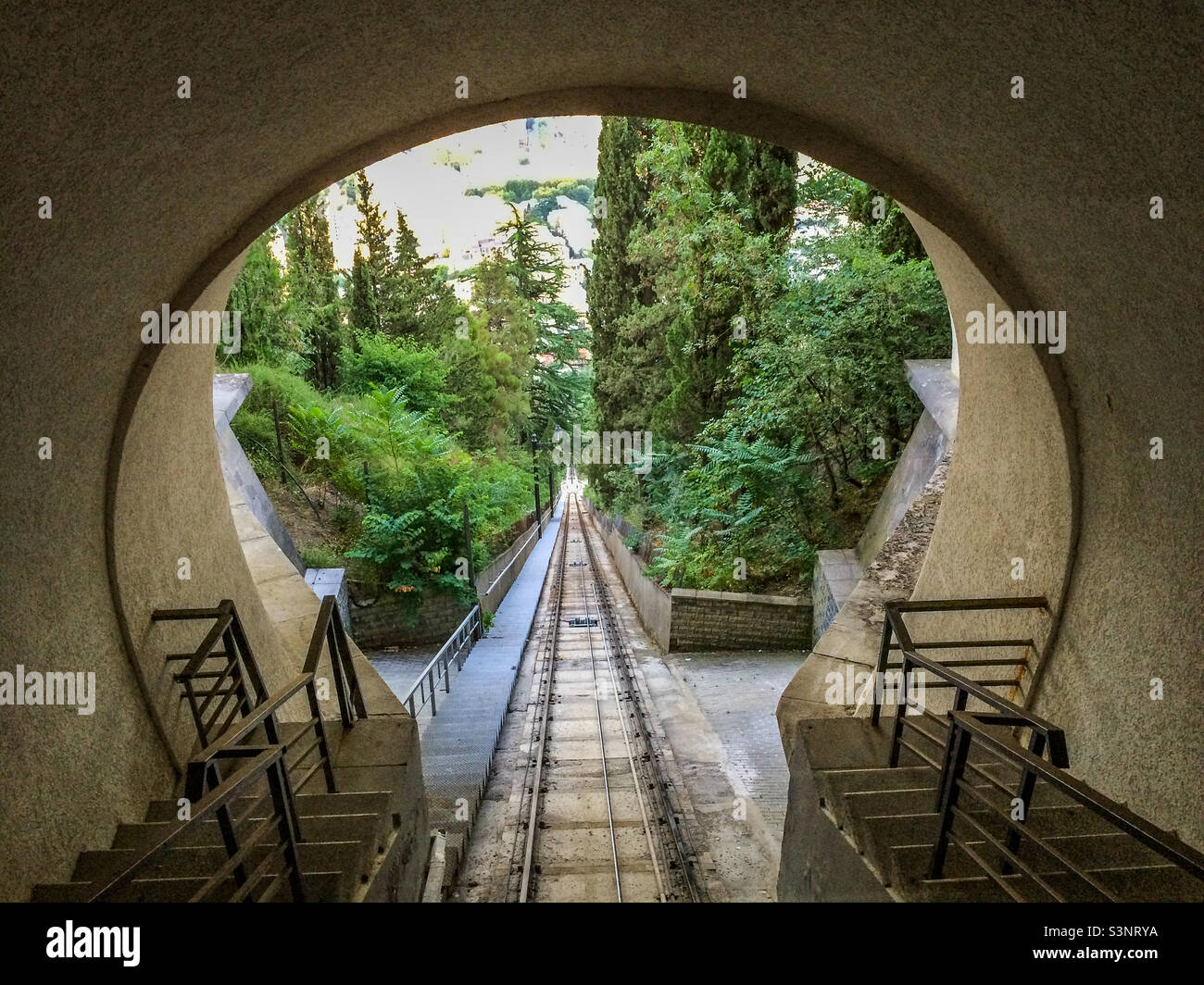 View from Funicular Railway looking down, Mtatsminda Park, Tbilisi ...