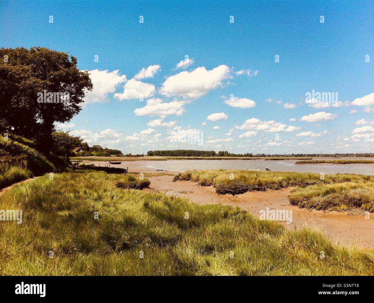 The beautiful Suffolk countryside - River Alde at Iken in Suffolk, East ...