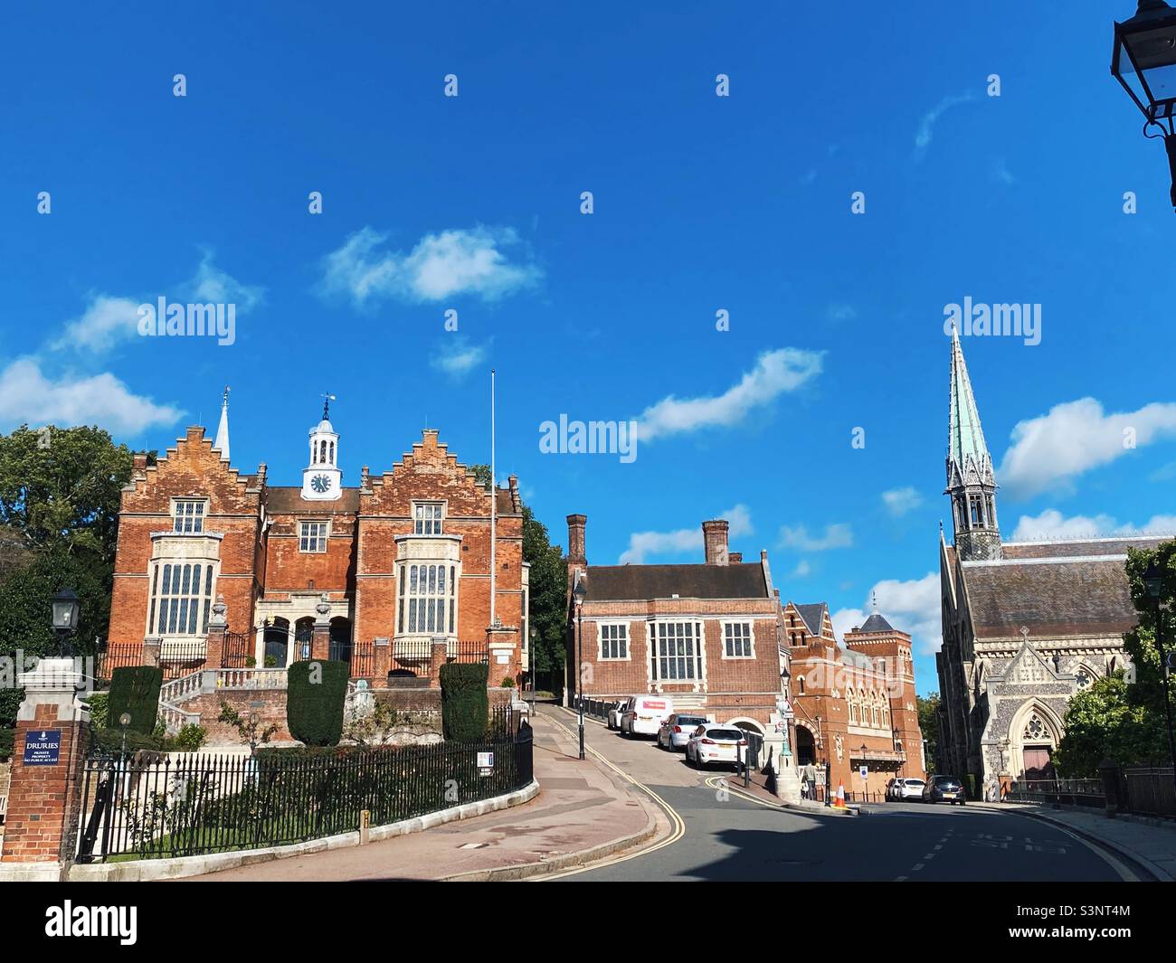 Blue skies in commuter town Harrow on the Hill, London, England Stock ...