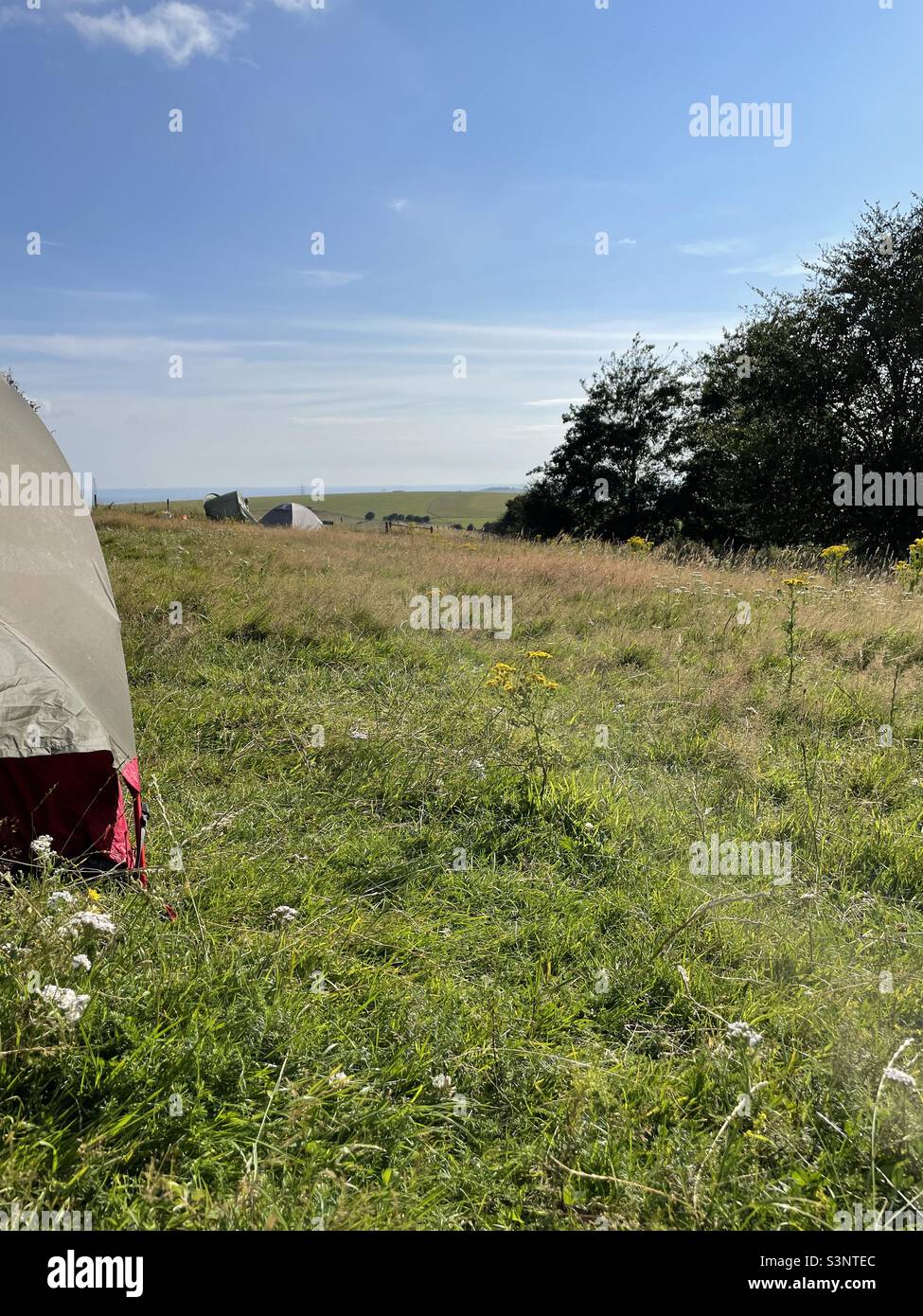 South Downs camping Stock Photo - Alamy