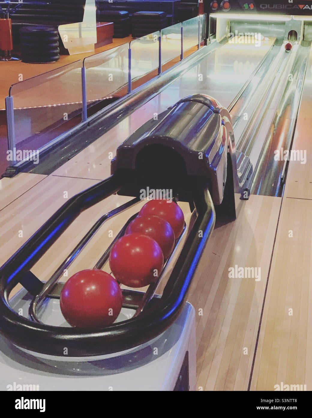 Bowling at the Sports Bar, MSC Divina cruise ship Stock Photo - Alamy