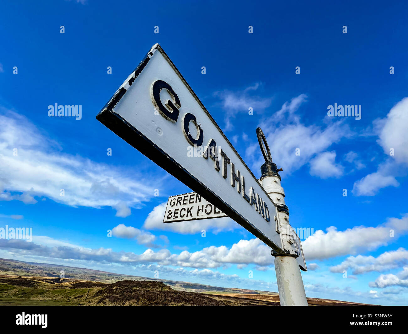 Road sign in Goathland in the North York Moors Stock Photo - Alamy