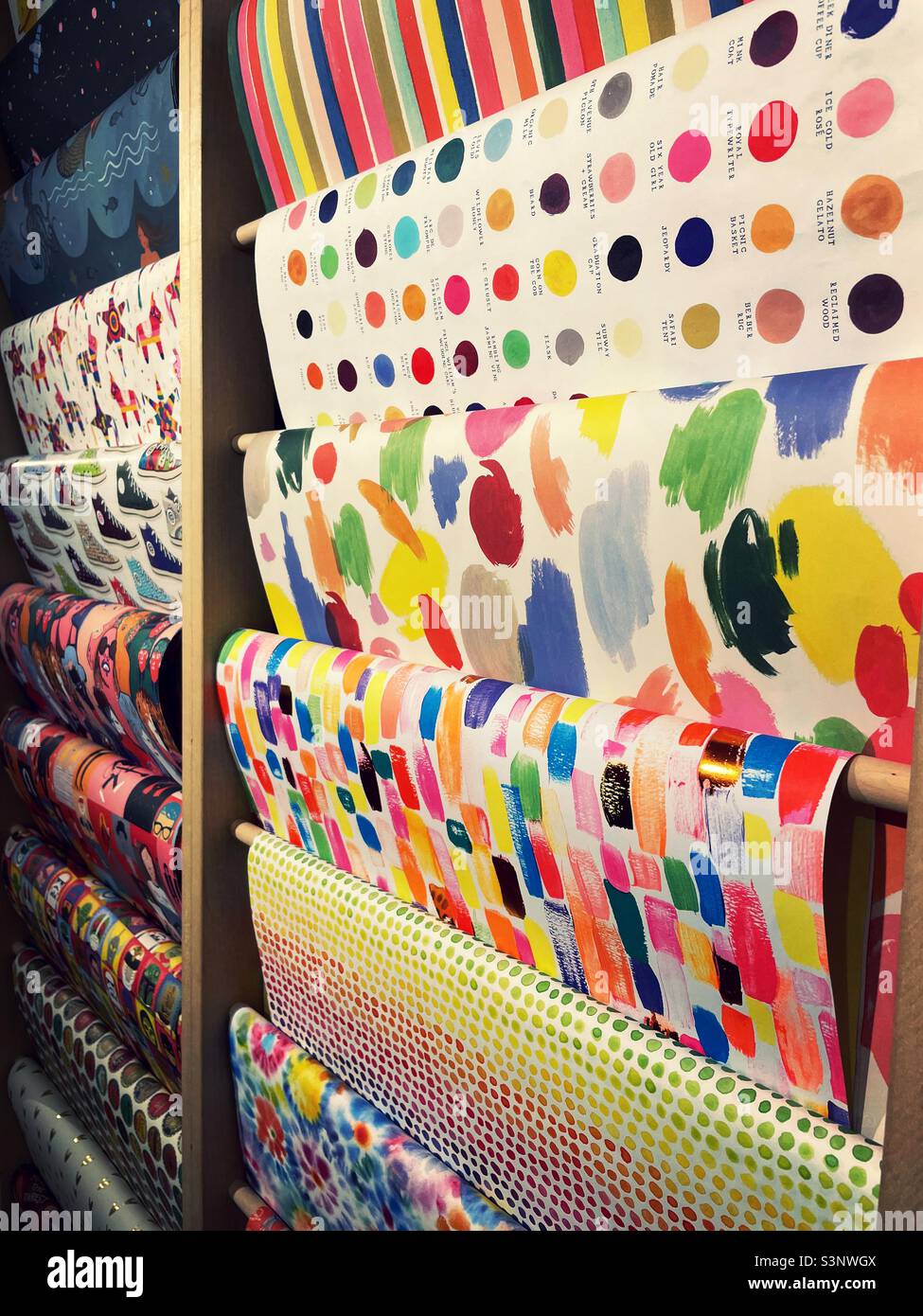 Paper Rolls on display in a retail arts and craft store, New York City ...