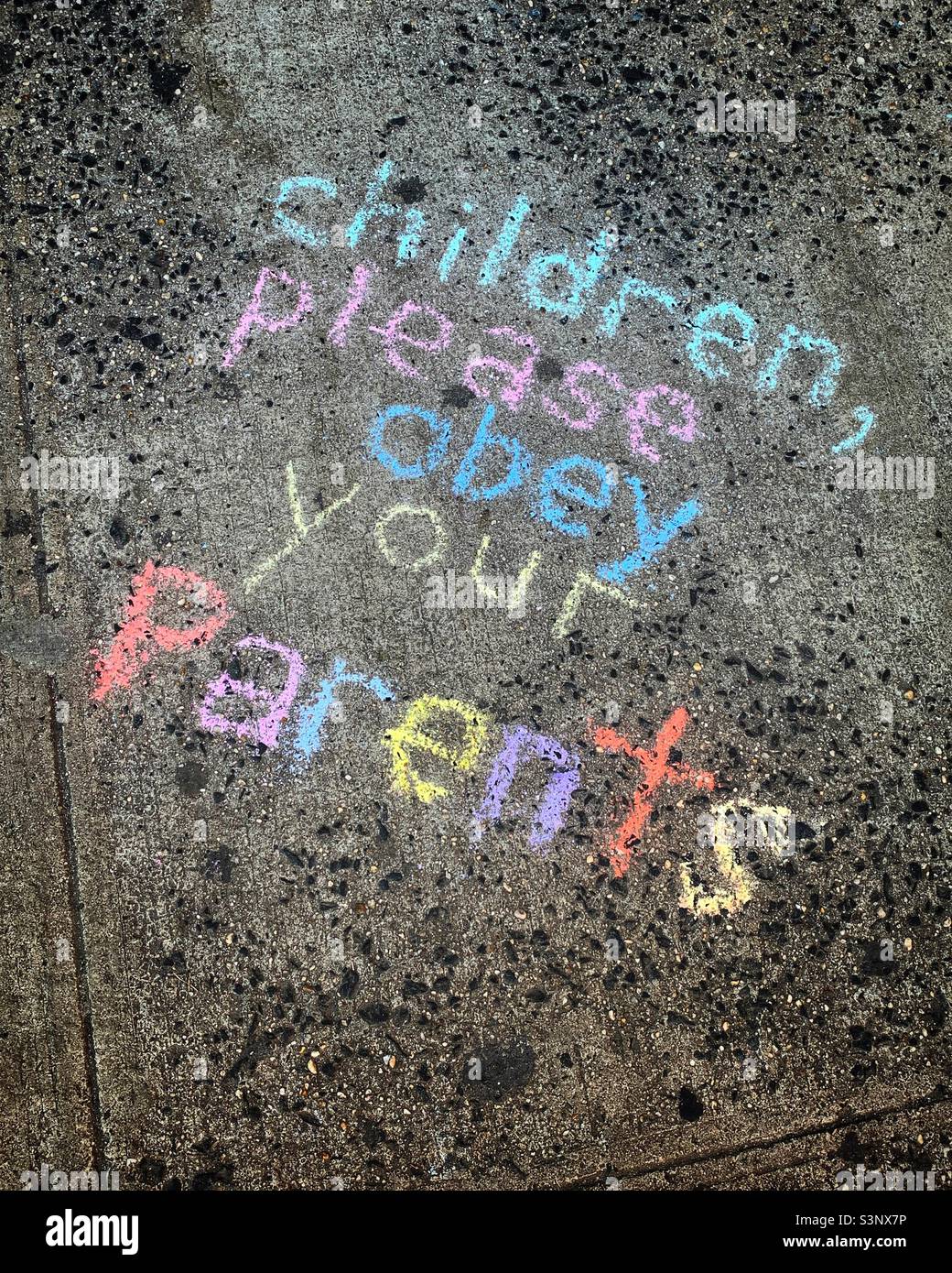 Children please obey your parents Stock Photo - Alamy