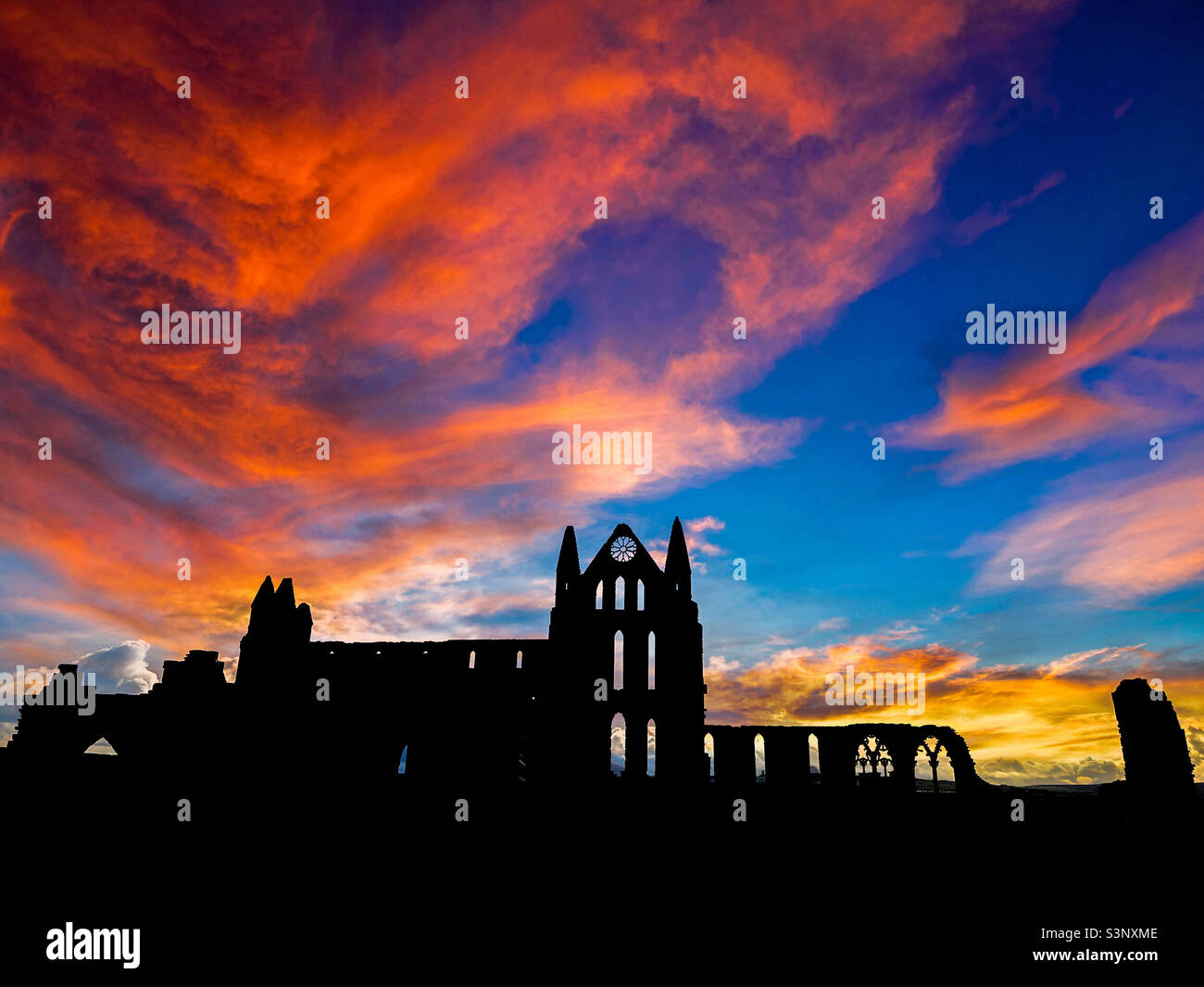 Whitby abbey in silhouette hi-res stock photography and images - Alamy